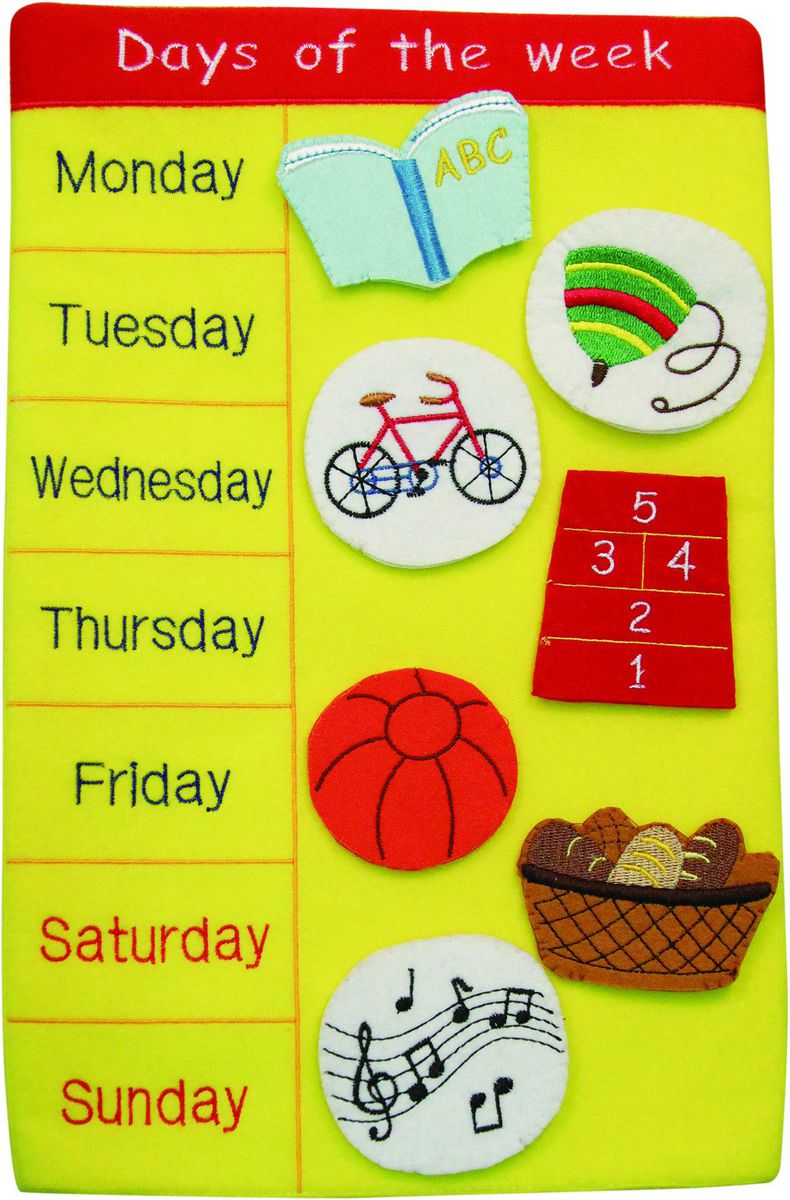 Days Of The Week Planner - Wall Hanging Chart