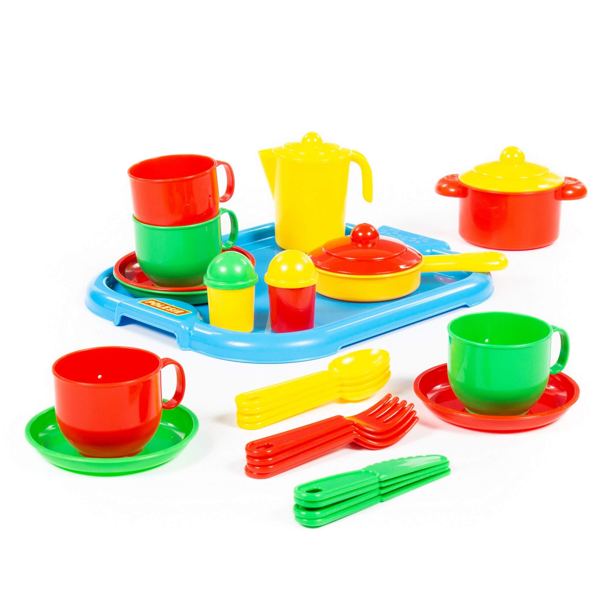 Polesie Toy Cooking Pot and Tea Set on Tray
