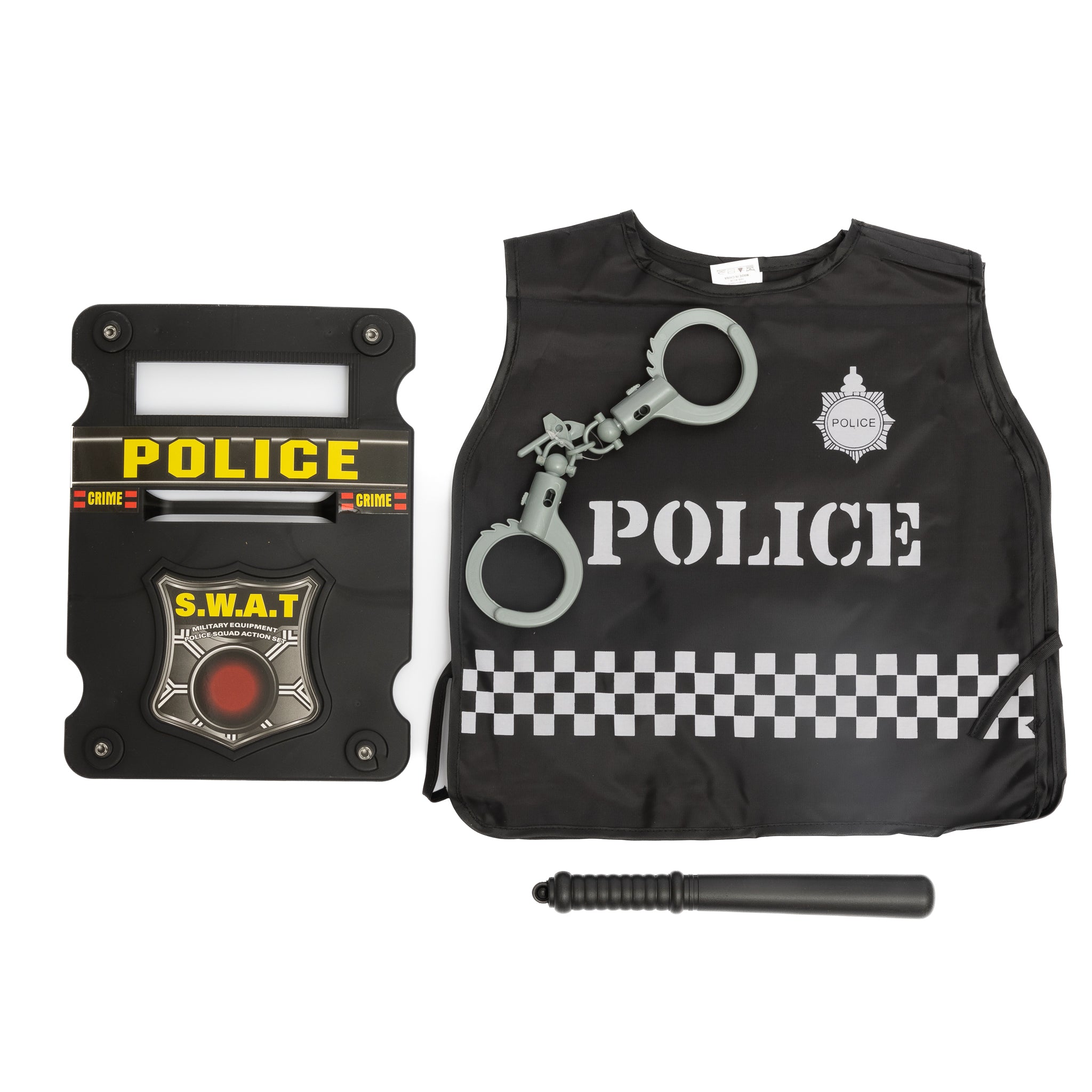 Policeman-Police Officer SWAT Costume With Shield & Baton
