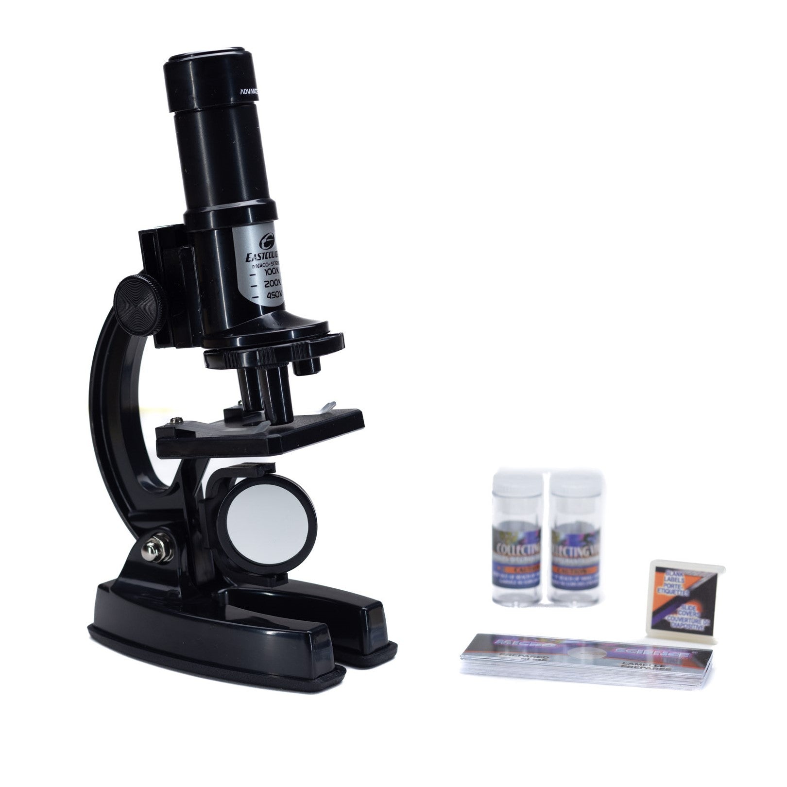 Kids Black Microscope Set 100/200/450X 23pc