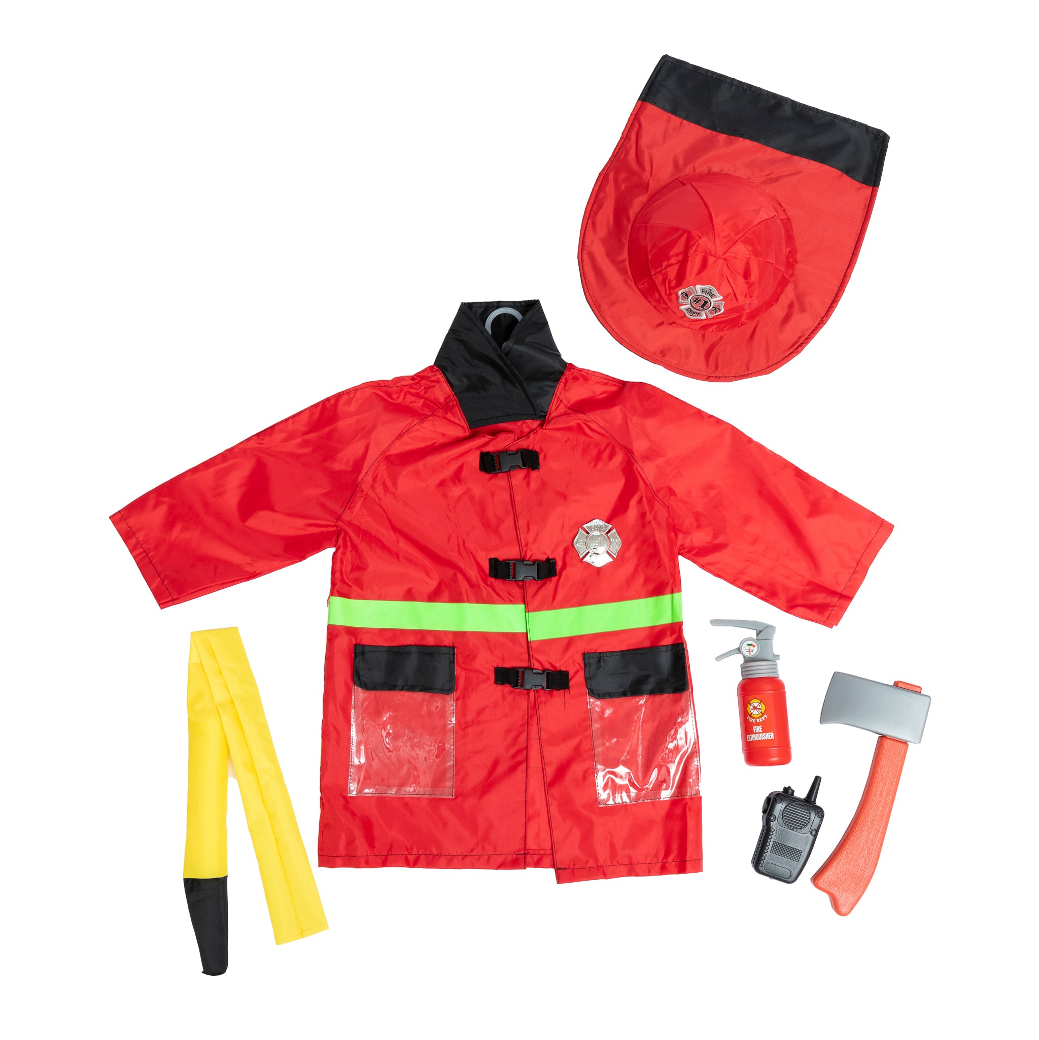 Fireman Role Play Costume Set With Hosepipe And Accessories