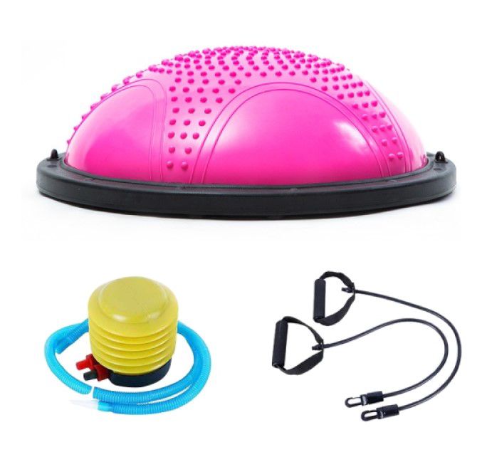 Core Bosu Balance Ball Pink (With Resistance Bands)
