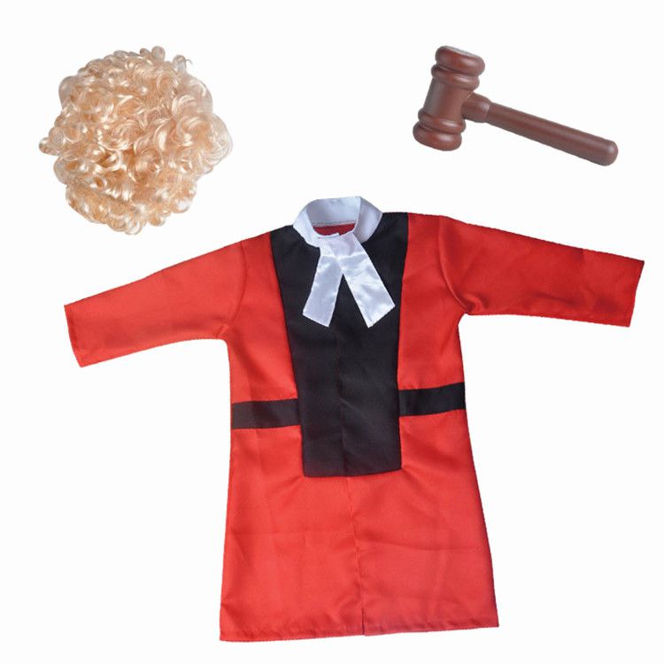 Judge Role Play Costume Set with Wig and Hammer