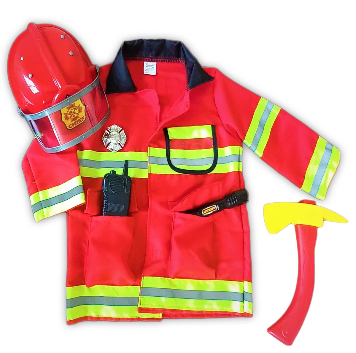 Fireman Costume With Helmet, Torch & Accessories
