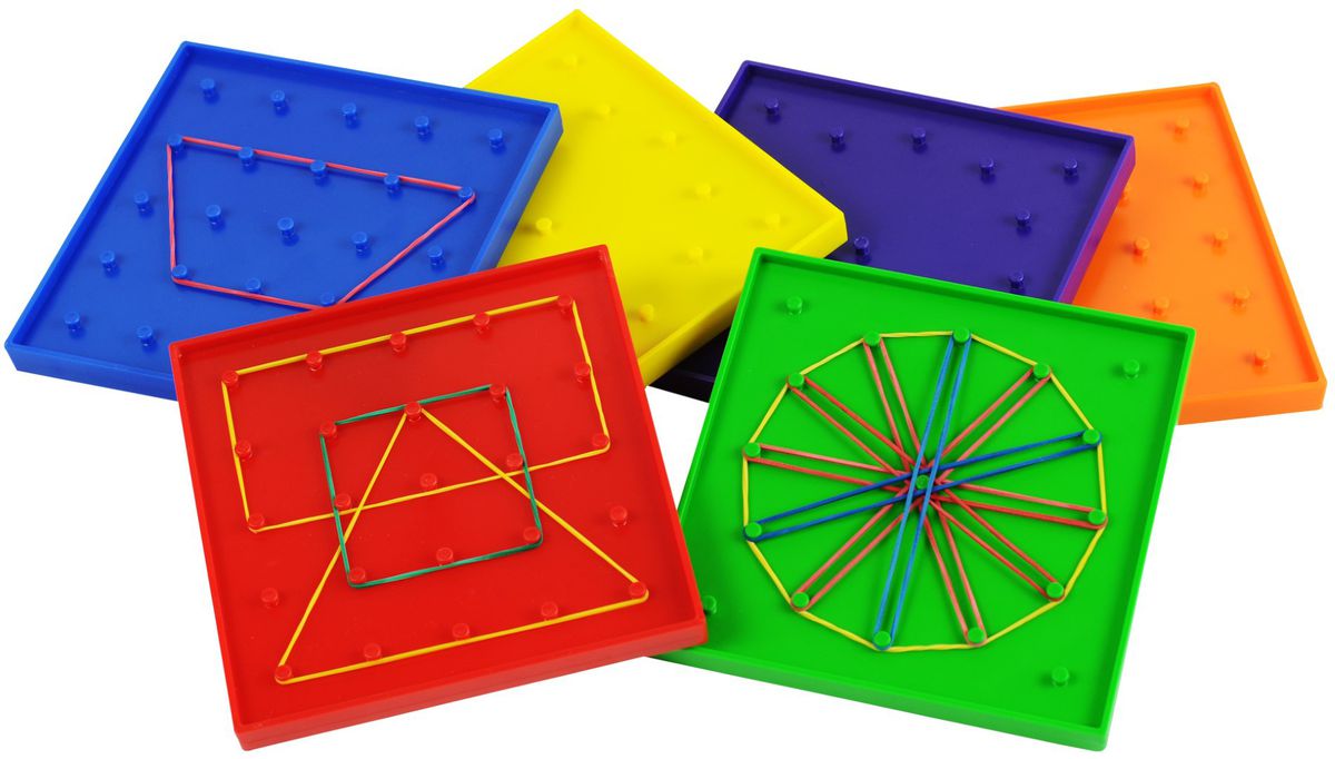 Geometry Geoboard Set - 12,6cm (6 Boards, 144 Rubber Bands)